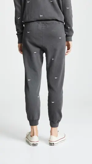 The Great. Cropped Sweatpants - Washed Black/bow Embroidery