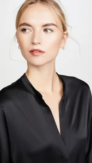 Vince Band Collar Blouse - Black