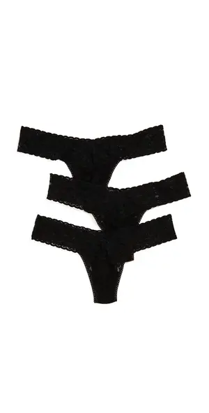 Hanky Panky Signature Lace Low Rise Thong 3 Pack - Black