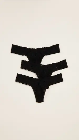 Hanky Panky Signature Lace Low Rise Thong 3-pack - Black