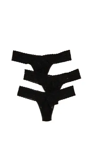 Hanky Panky Signature Lace Low Rise Thong 3-pack - Black