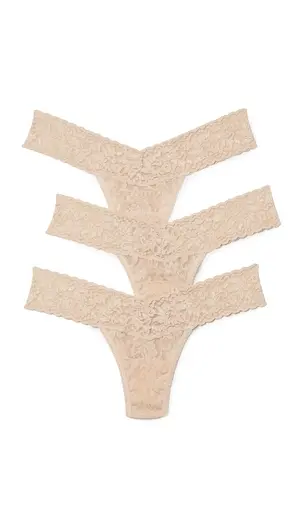 Hanky Panky Signature Lace Low Rise Thong 3 Pack - Chai