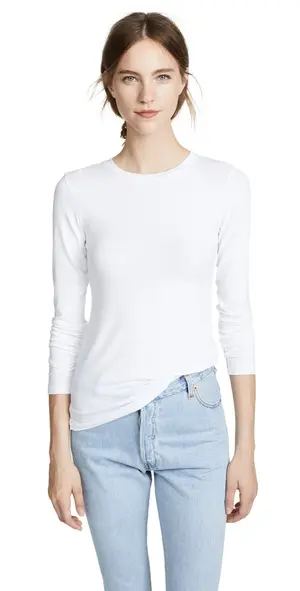 L'Agence Crew Neck Tess Shirt - White
