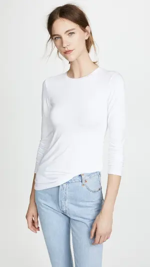 L'Agence Crew Neck Tess Shirt - White