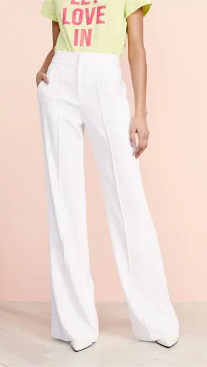 Alice + Olivia Dylan High Waisted Wide Leg Pants - White