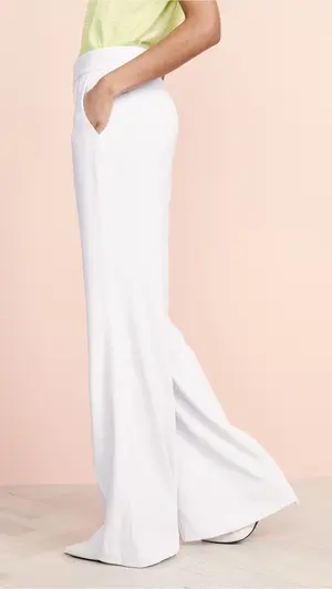 Alice + Olivia Dylan High Waisted Wide Leg Pants - White