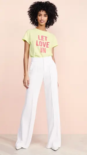 Alice + Olivia Dylan High Waisted Wide Leg Pants - White
