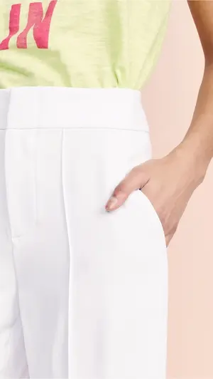Alice + Olivia Dylan High Waisted Wide Leg Pants - White