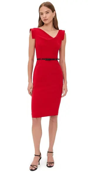 Black Halo Jackie O Belted Dress - Red