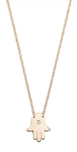 Jennifer Zeuner Jewelry Mini Hamsa Diamond Necklace - Vermeil