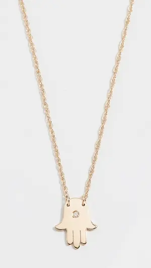 Jennifer Zeuner Jewelry Mini Hamsa Diamond Necklace