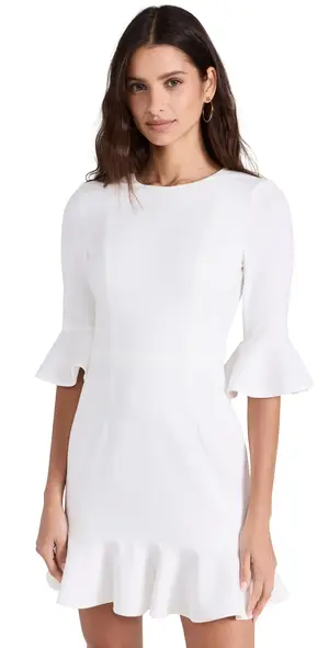 Black Halo Brooklyn Ruffled Dress - Porcelain