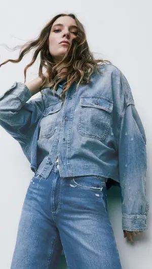 R13 Cropped Denim Shirt