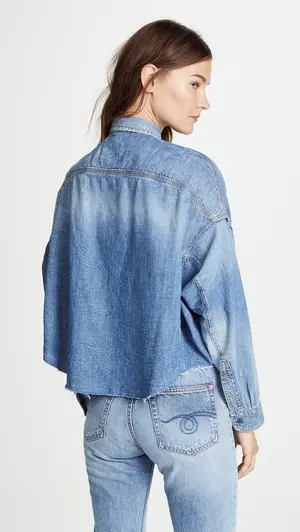 R13 Cropped Denim Shirt