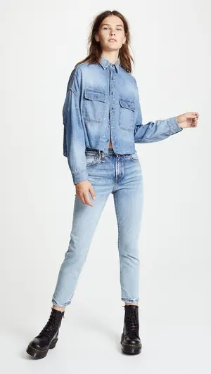 R13 Cropped Denim Shirt