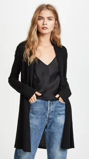 WHITE & WARREN Essential Trapeze Robe - Black