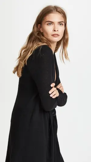 WHITE & WARREN Essential Trapeze Robe - Black