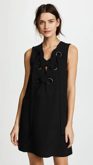 English Factory Lace-up Mini Dress