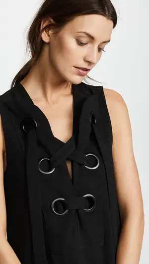 English Factory Lace-up Mini Dress