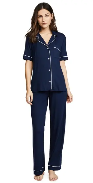Eberjey Gisele Short Sleeve Pajama Set Navy/ivory