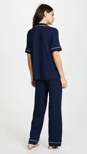Eberjey Gisele Short Sleeve Pajama Set - Navy/ivory