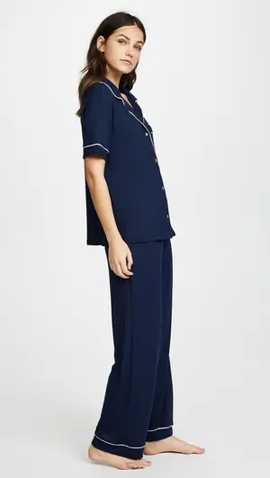 Eberjey Gisele Short Sleeve Pajama Set - Navy/ivory