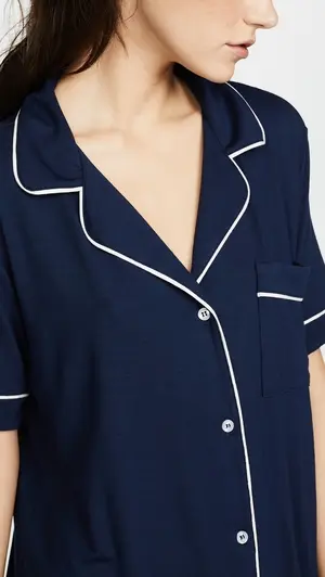 Eberjey Gisele Short Sleeve Pajama Set - Navy/ivory