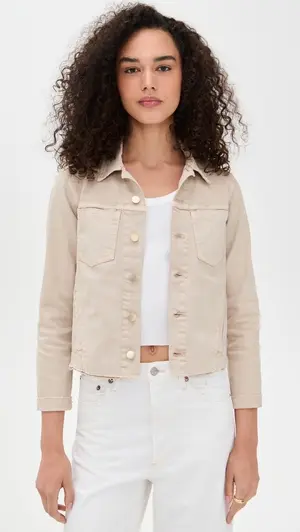L'Agence Janelle Slim Denim Jacket - Biscuit