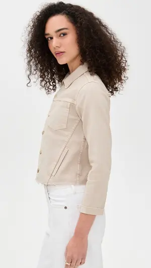 L'Agence Janelle Slim Denim Jacket - Biscuit