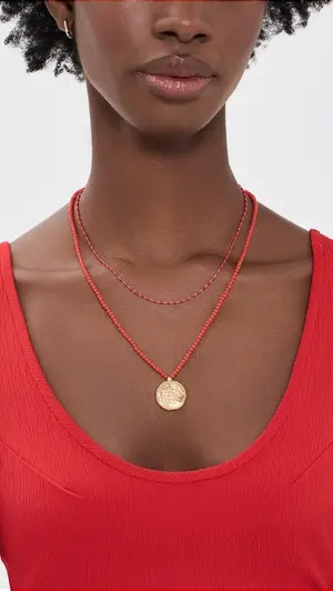 Maison Irem Beaded Coin Necklace