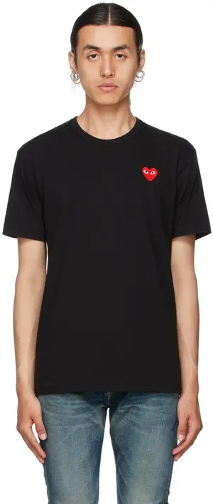 Play Comme Des Garcon COMME Des GARÇONS PLAY Black & Red Heart Patch T-Shirt - 1 Black