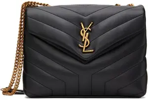 Saint Laurent Saint Laurent Taupe Small Quilted Loulou Shoulder Bag 1000 Black