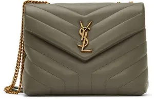 Saint Laurent Saint Laurent Taupe Small Quilted Loulou Shoulder Bag 1229 Grey Kaki