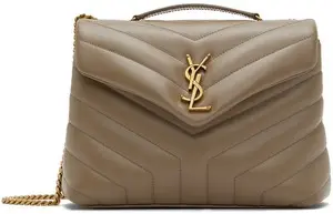 Saint Laurent Saint Laurent Taupe Small Quilted Loulou Shoulder Bag 2346 Taupe/taupe