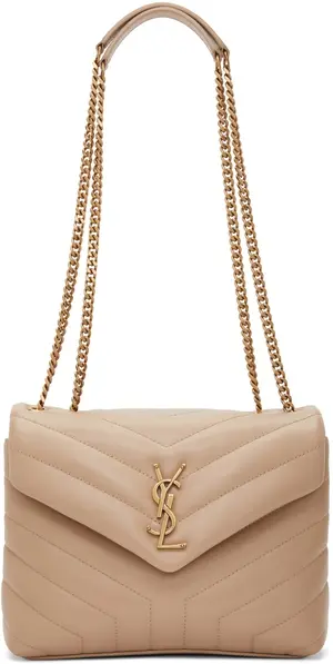 Saint Laurent Saint Laurent Taupe Small Quilted Loulou Shoulder Bag 2721 Dark Beige