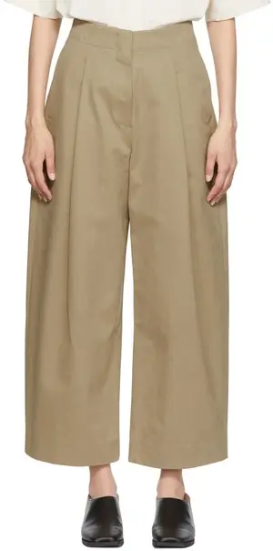 Studio Nicholson Studio Nicholson Off-White Dordoni Volume Trousers Tan