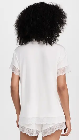 Eberjey Malou Lace Shorts Pajama Set - Ivory