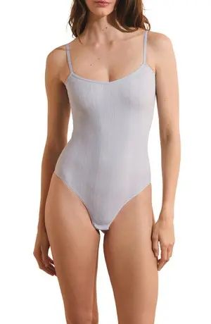 ETAM Daily Seamless Ribbed Scoop Neck Bodysuit - Bleu
