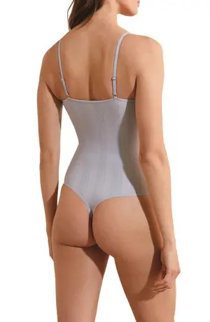 ETAM Daily Seamless Ribbed Scoop Neck Bodysuit - Bleu