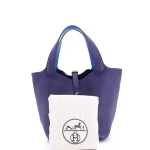 Hermès Eclat Picotin Lock Bag Clemence Mm - Blue