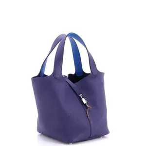 Hermès Eclat Picotin Lock Bag Clemence Mm - Blue
