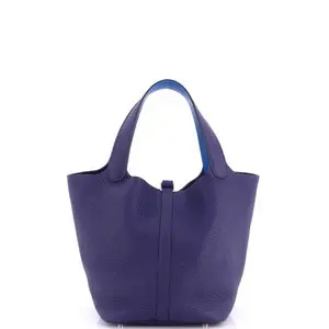 Hermès Eclat Picotin Lock Bag Clemence Mm - Blue