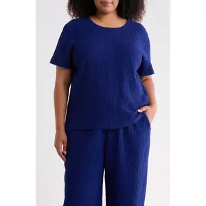 Eileen Fisher Texture Stretch Organic Cotton Top - Infinity