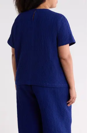 Eileen Fisher Texture Stretch Organic Cotton Top - Infinity