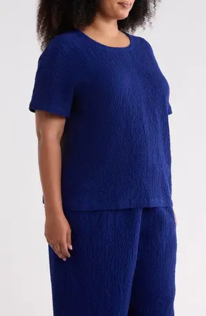 Eileen Fisher Texture Stretch Organic Cotton Top - Infinity