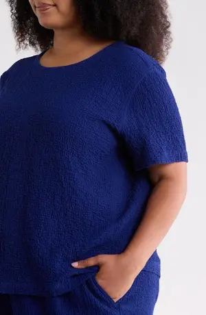 Eileen Fisher Texture Stretch Organic Cotton Top - Infinity