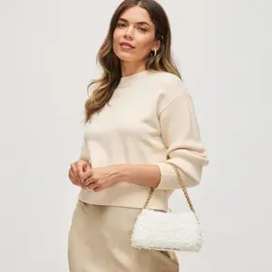 URBAN EXPRESSIONS Maxi Evening Bag With Textured Exterior And Gold Chain Strap - Ivory