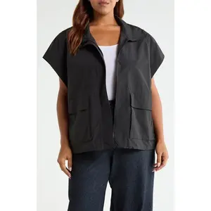 Eileen Fisher Stand Collar Recycled Blend Vest - Black