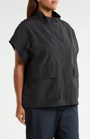 Eileen Fisher Stand Collar Recycled Blend Vest - Black
