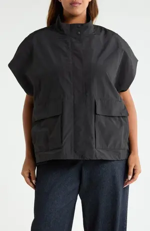 Eileen Fisher Stand Collar Recycled Blend Vest - Black